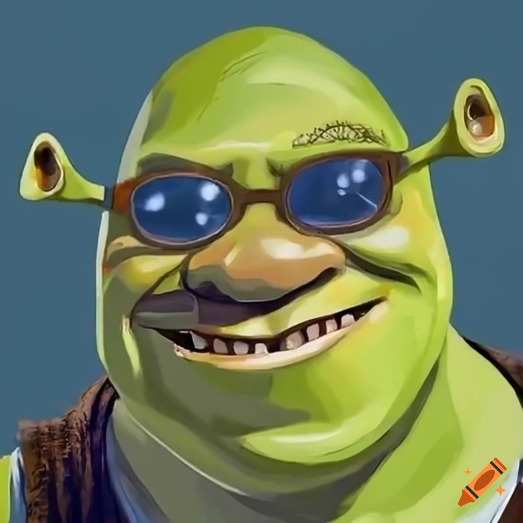 Shrek wearing sunglasses on Craiyon