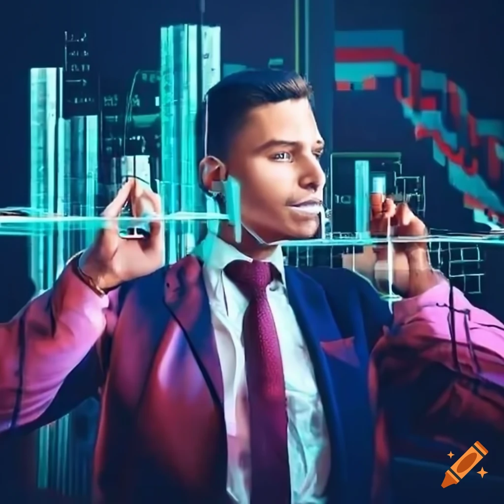 Male trading in office on Craiyon