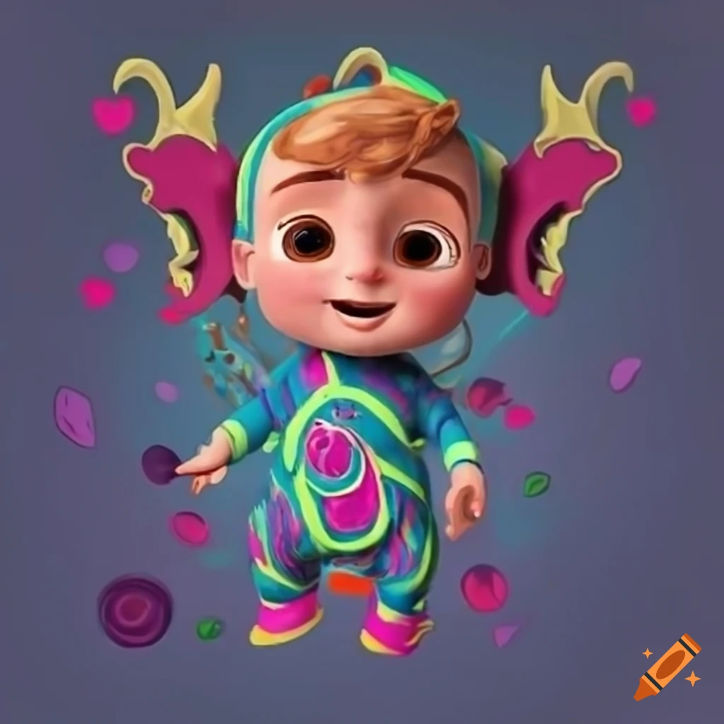 Cocomelon baby depicted as an eldritch god on Craiyon