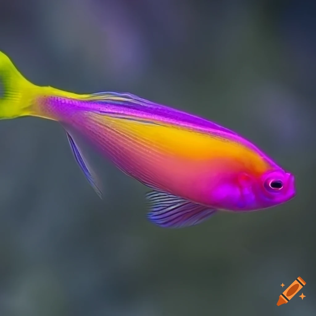 Vibrant pink and yellow neon fish on Craiyon