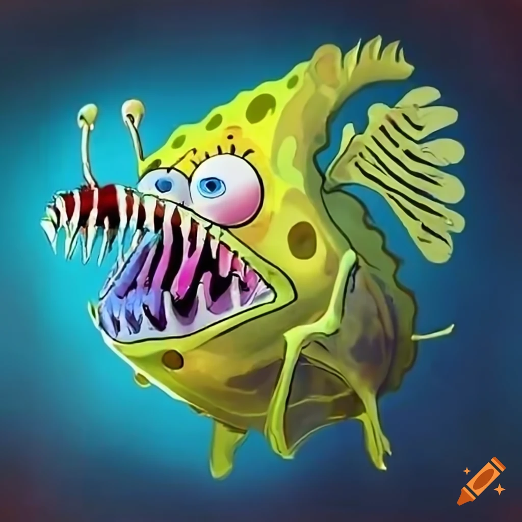 Spongebob and angler fish fusion illustration on Craiyon