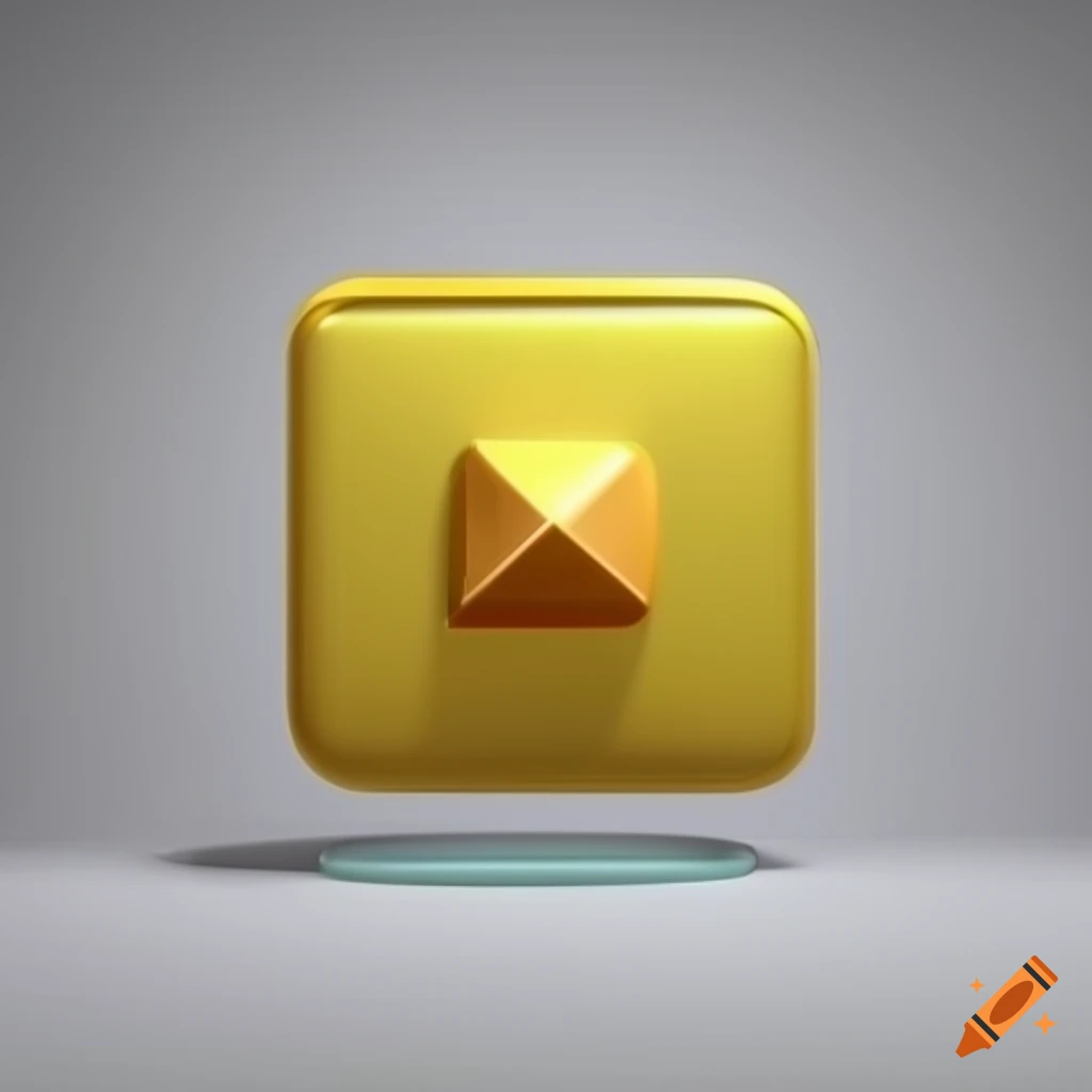 3d yellow play button game icon on white background on Craiyon