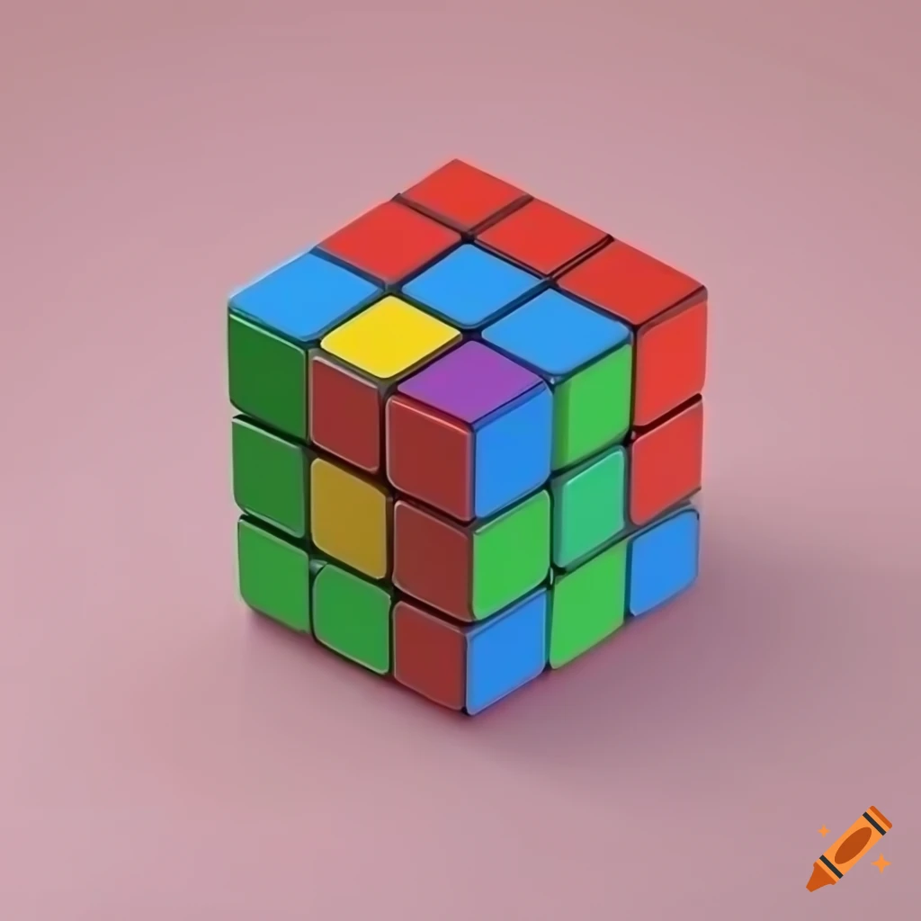 Cartoonish rubik's cube on white background with studio lighting on Craiyon
