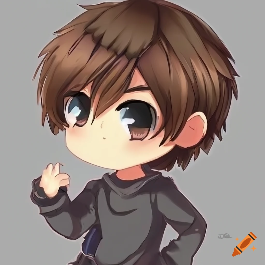 Chibi style brown hair pc gamer guy on Craiyon