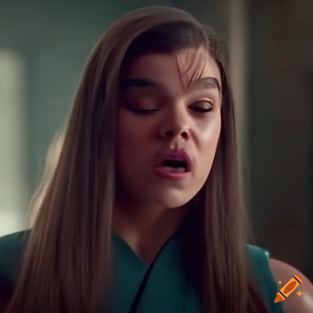 Hailee Steinfeld With Bruised And Stunned Expression In A Movie Scene On Craiyon
