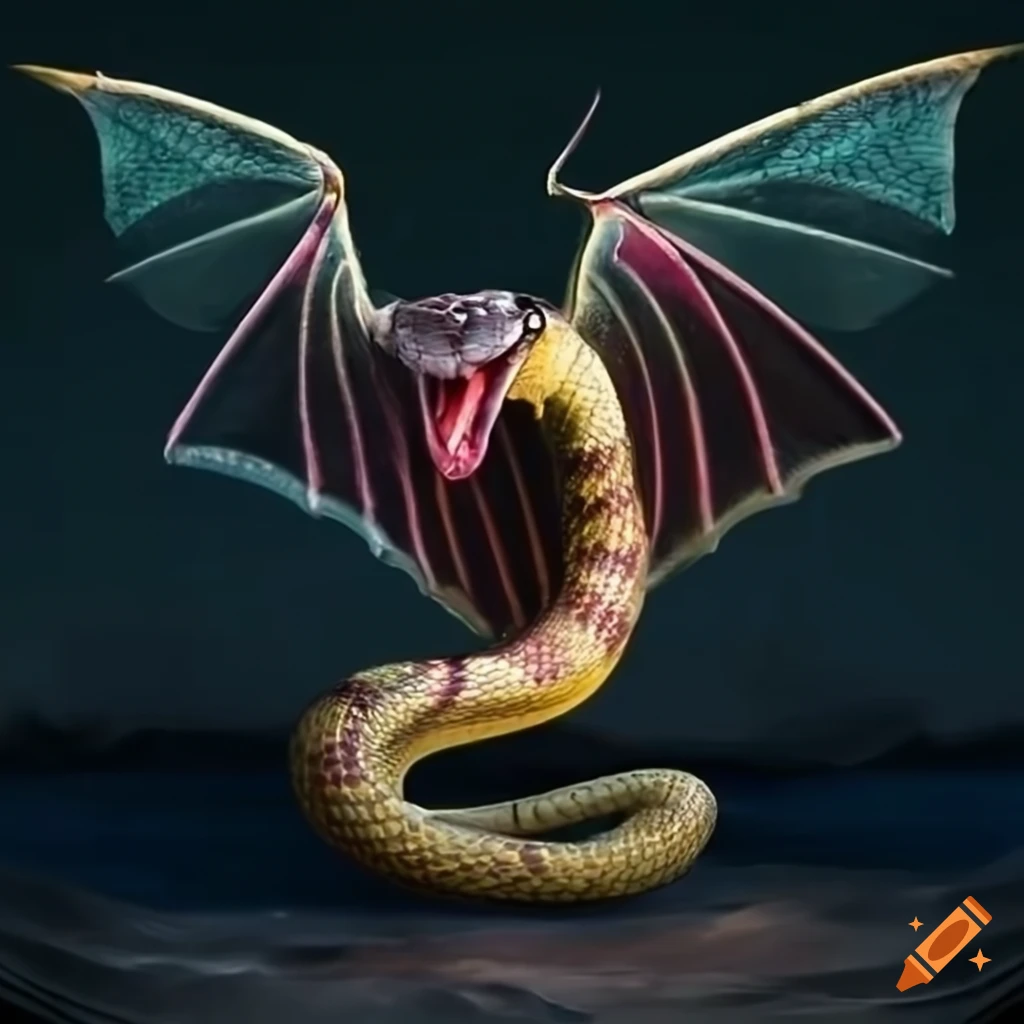 Snake with batwings on Craiyon