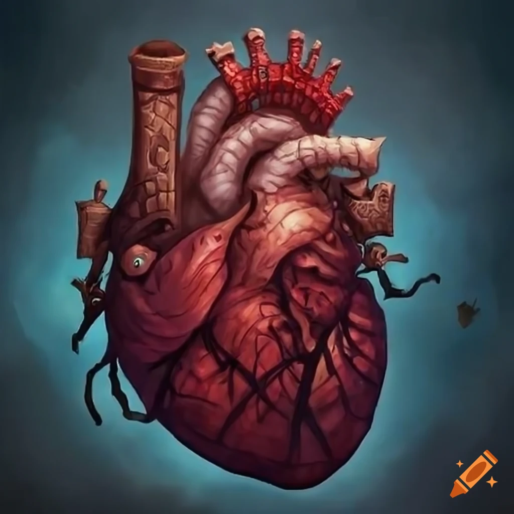 Pulsating evil heart in a dnd setting on Craiyon
