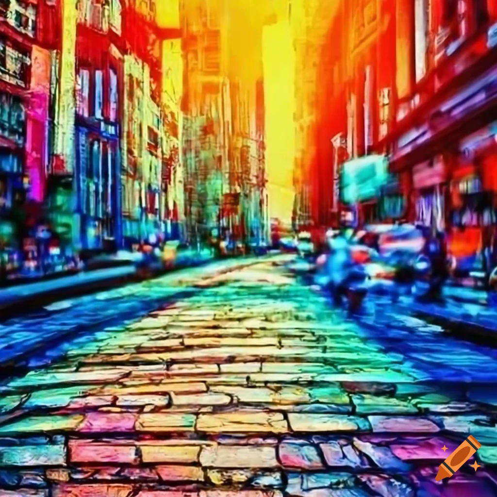 Vibrant colorful cityscape on Craiyon
