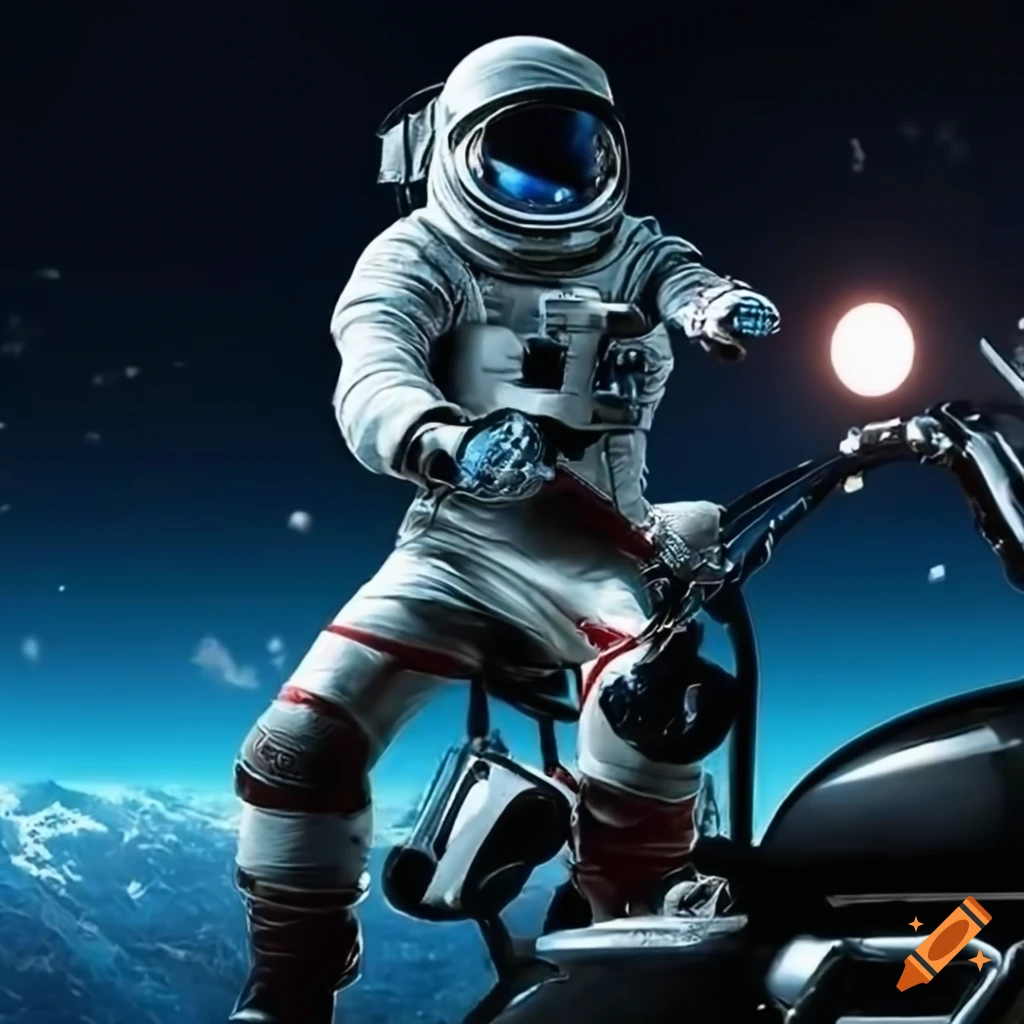 Astronaut riding a motorcycle on Craiyon