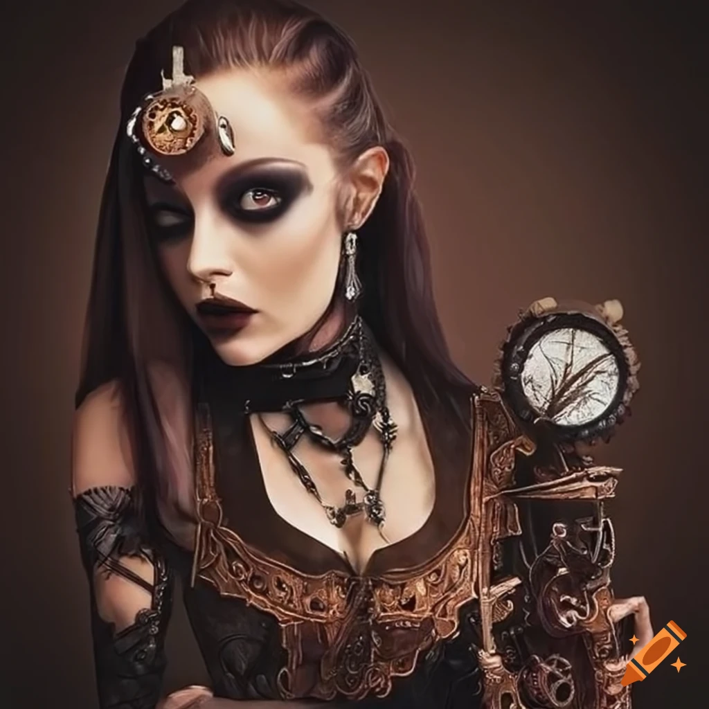 Goth steampunk aesthetic on Craiyon