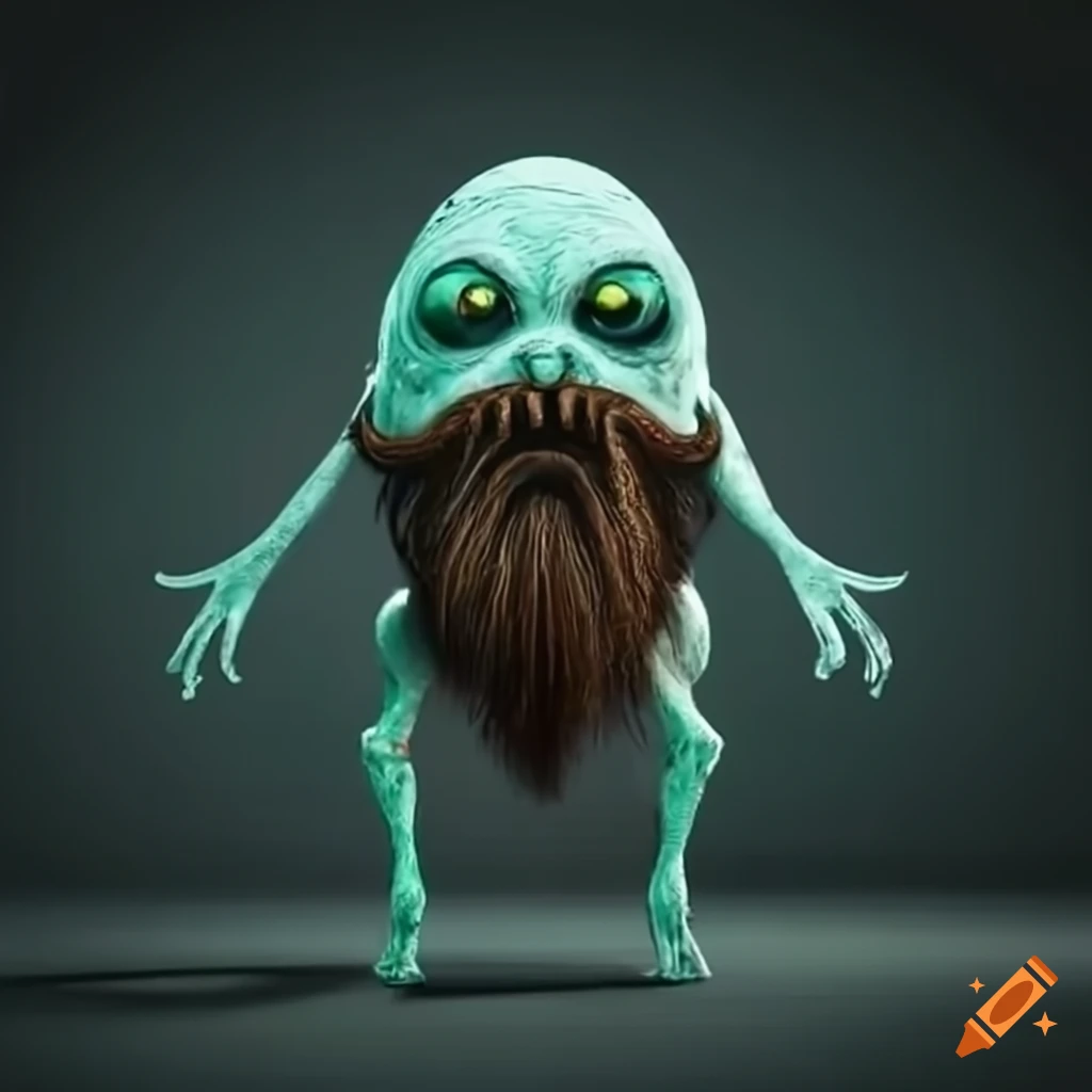 Bearded alien dancing upside down on Craiyon