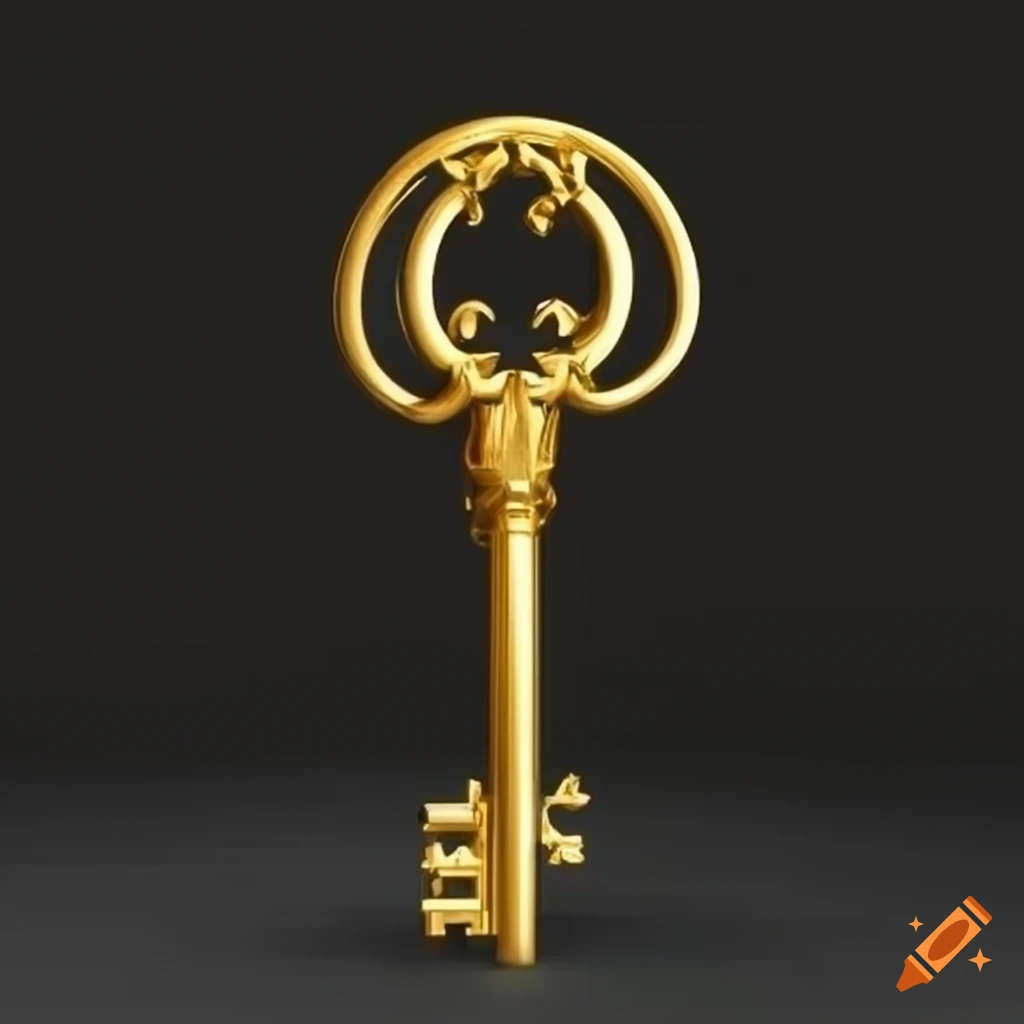 Stunning 3d artwork of a golden key on Craiyon