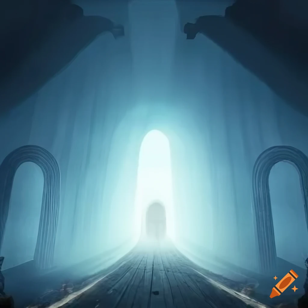 Opening gate with heavenly light in a digital art depiction on Craiyon