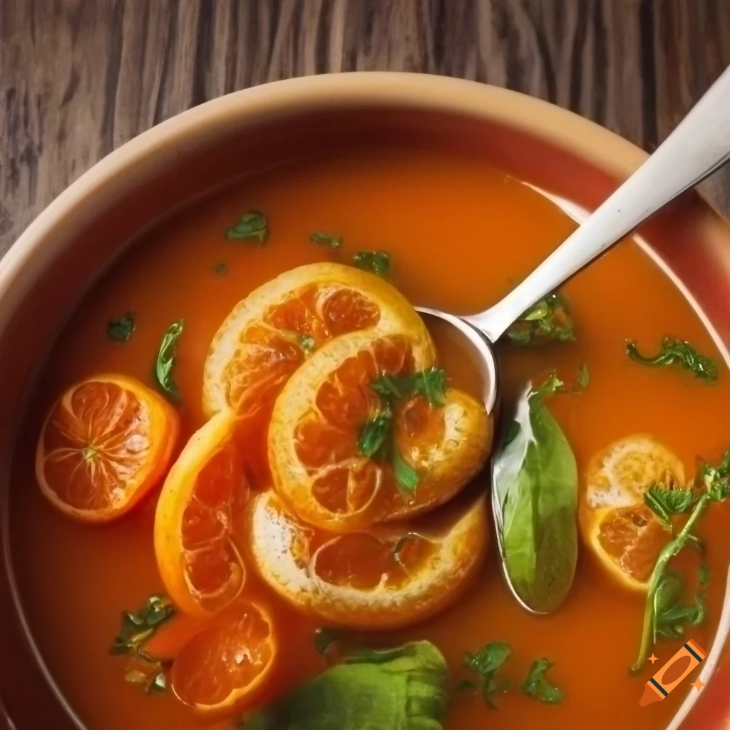 Tangerine soup with a revolting and disgusting aspect on Craiyon