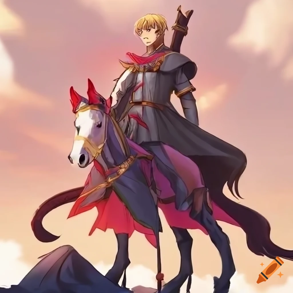 Saint martin of tours on horse with cape in anime style on Craiyon