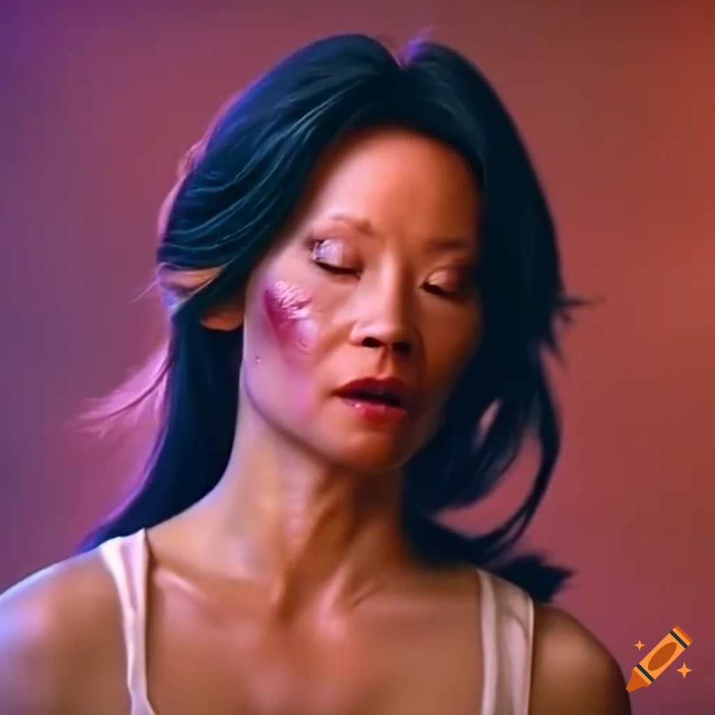 Lucy Liu portraying a dizzy martial fighter in an 80s movie scene on ...