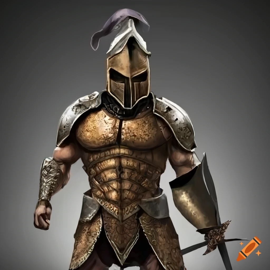 Male spartan in armor with a longsword on Craiyon