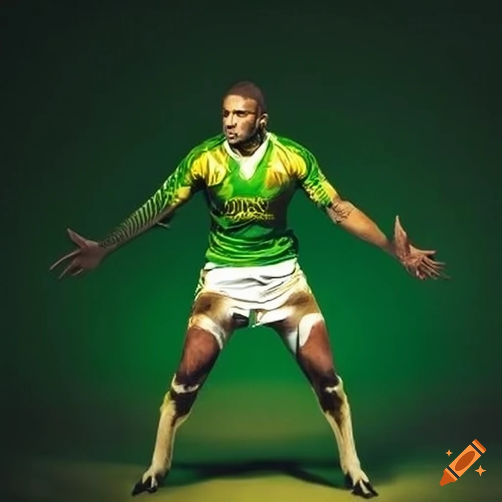 Springbok player in green and gold jersey on Craiyon
