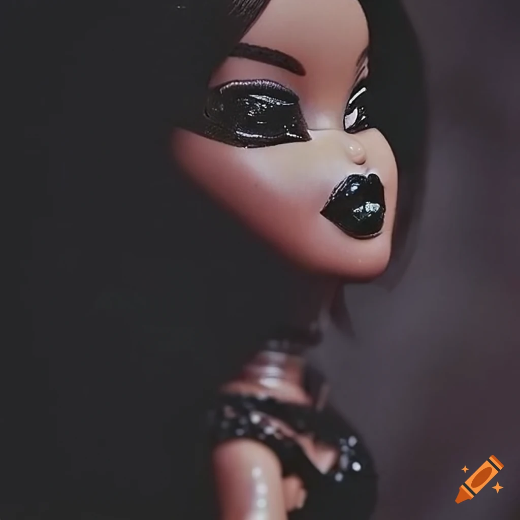Edgy goth bratz doll in black attire on Craiyon