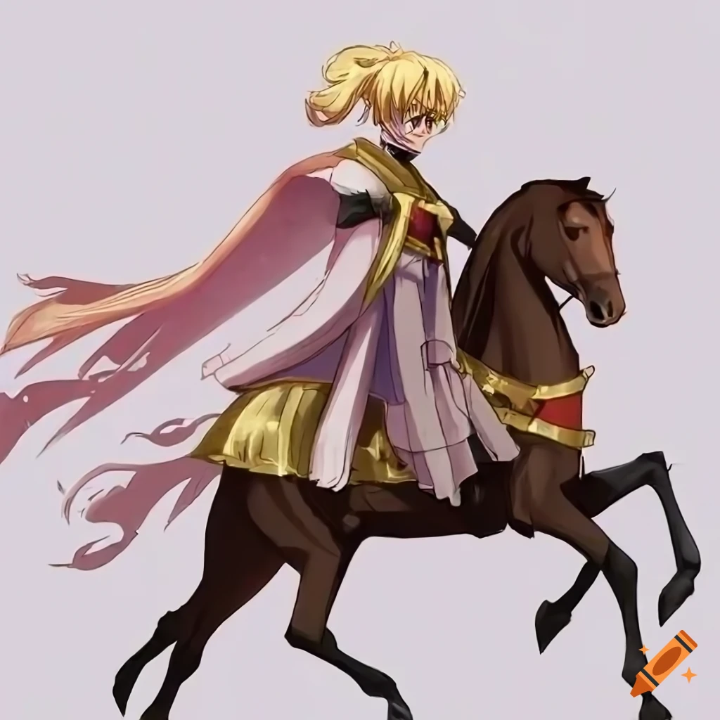 Saint martin of tours on horse with cape in anime style on Craiyon