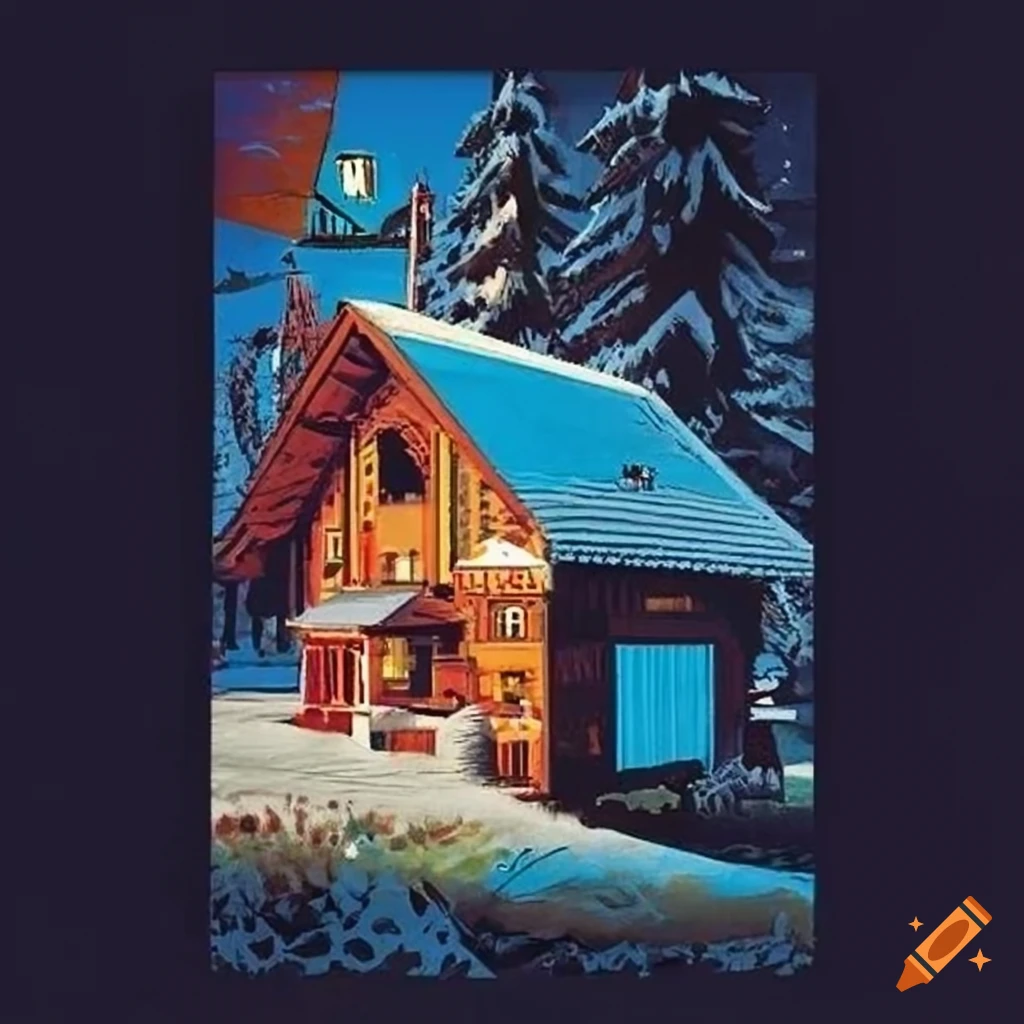 Steezy Alpine Architecture Poster with 'cuckoo clock' style in graphic ...