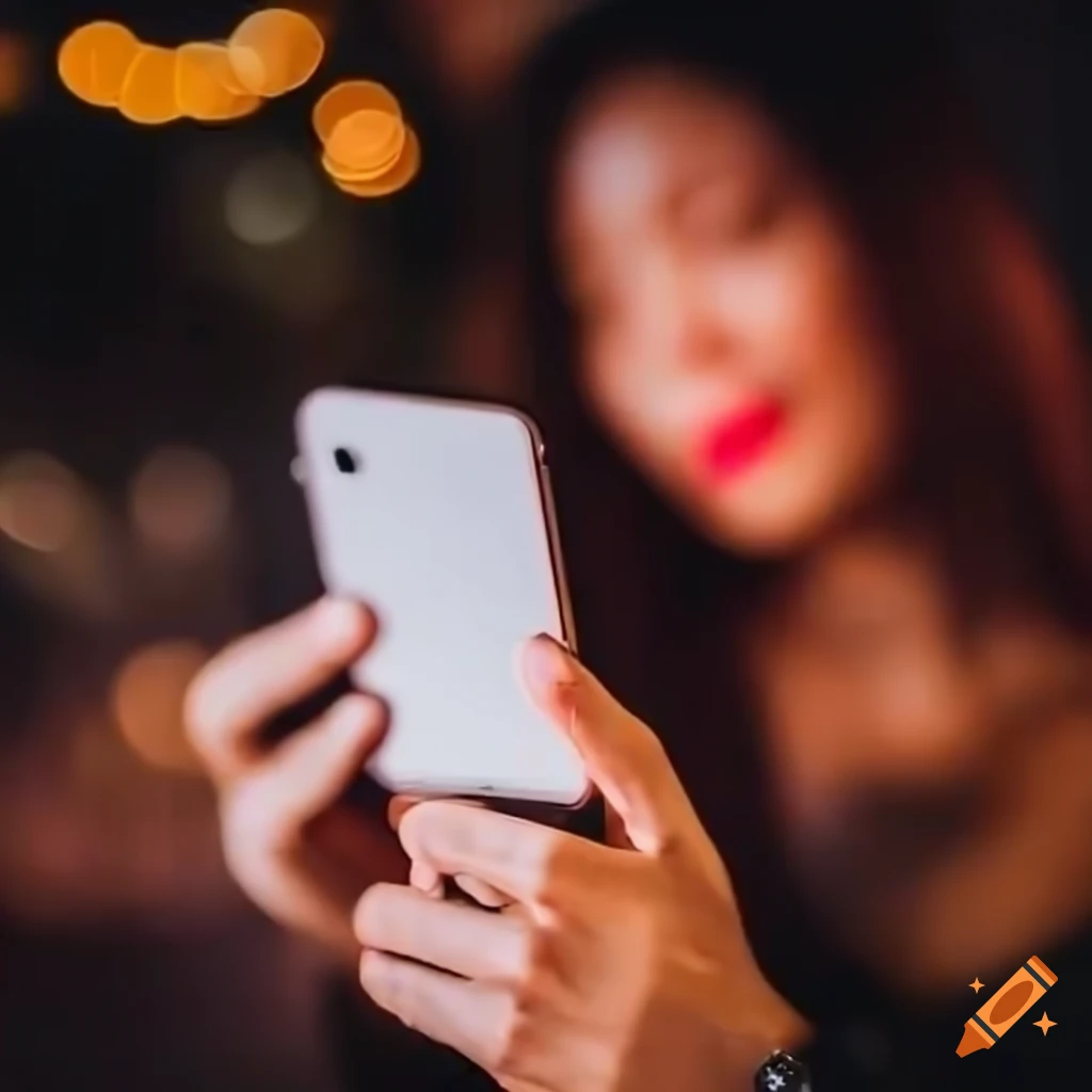 Digital influencer holding a phone on Craiyon