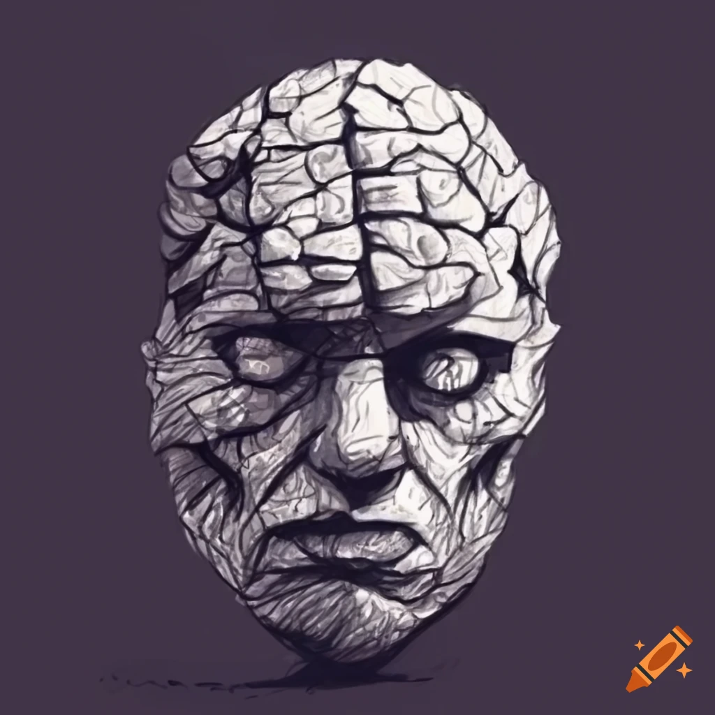 Stone face drawing on Craiyon