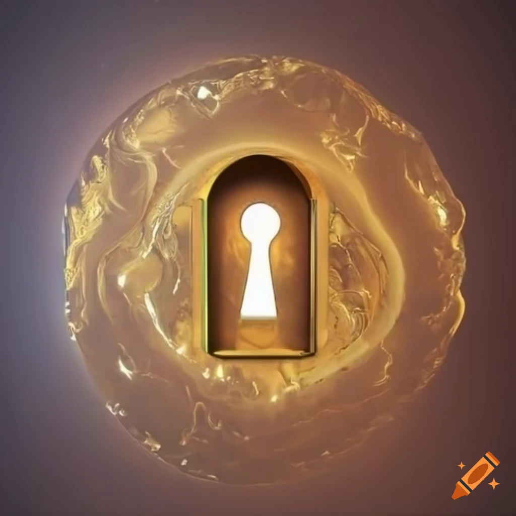 Golden keyhole on a dreamy background in 3d art on Craiyon
