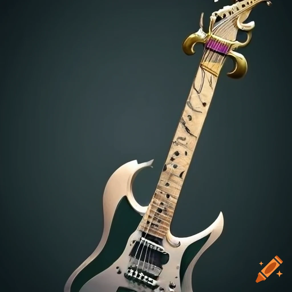 Electric guitar with a sword design on Craiyon