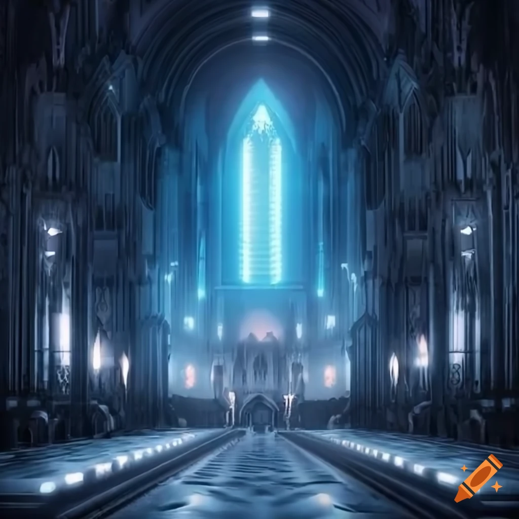 Sci-fi space christian church cathedral cross in photorealistic 4k ...