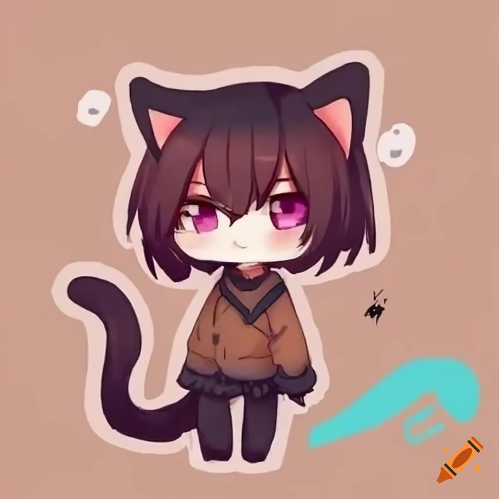 Anime-style mini chara cat artwork on Craiyon