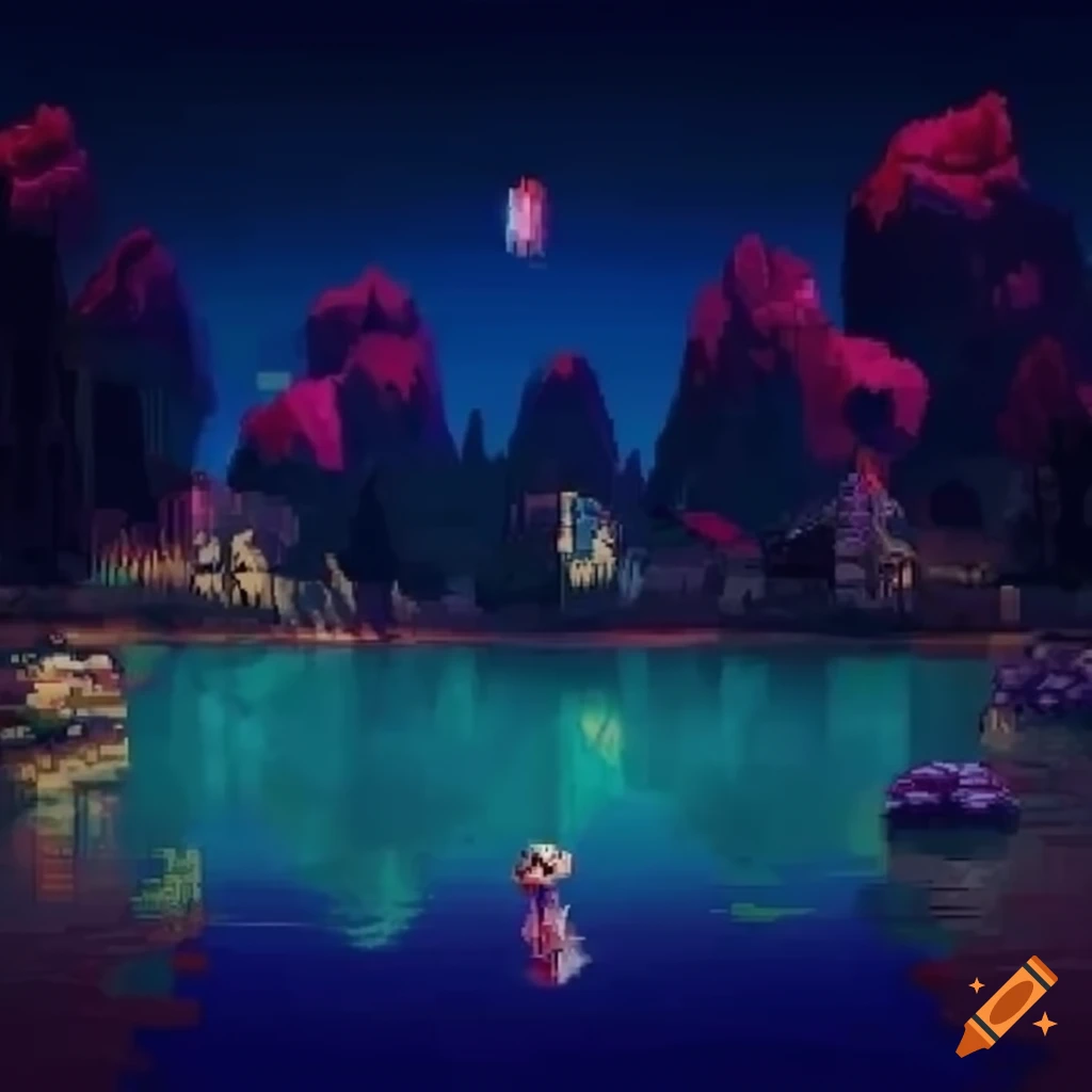 Colorful and surreal 2d pixel art video game with unusual characters ...