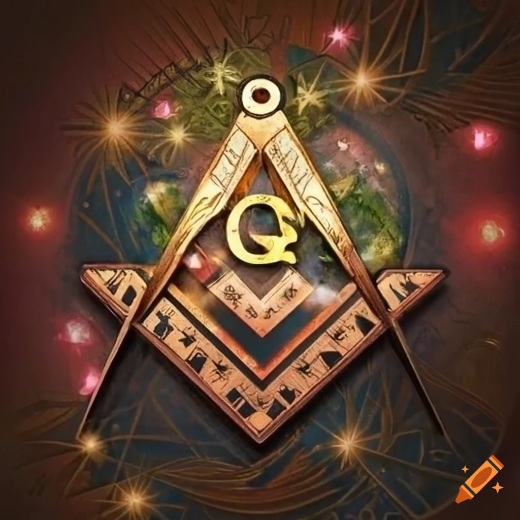 New year greeting card with masonic compass and square symbols on Craiyon
