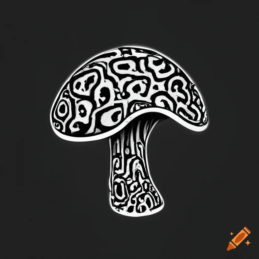 Trippy knights with fungi logo in monochrome on Craiyon