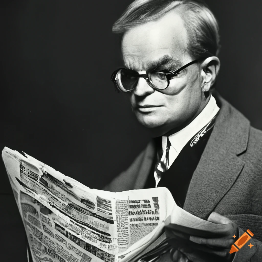 Truman capote reading a newspaper on Craiyon