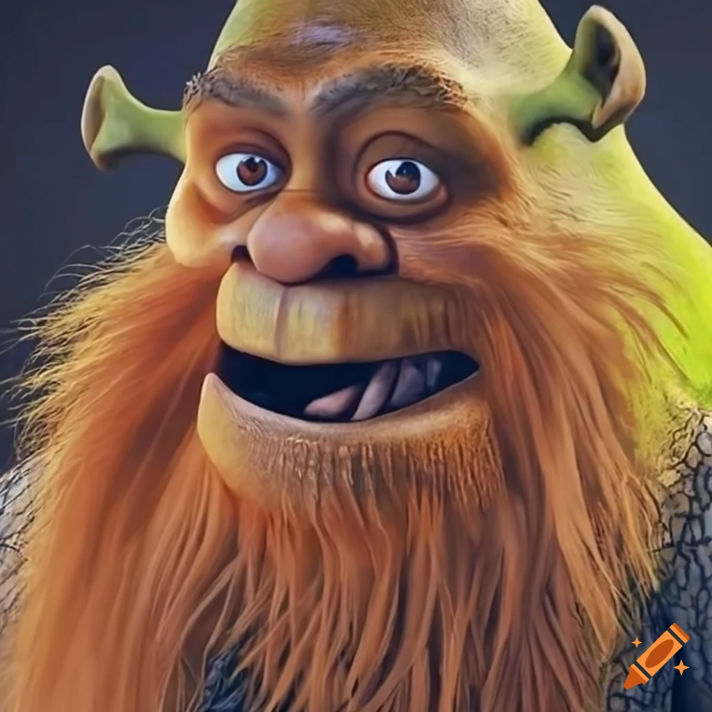 Gritty illustration of shrek on Craiyon