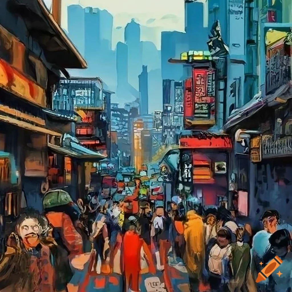 Steezy poster lsd tokyo cityscape inspired by james gurney on Craiyon