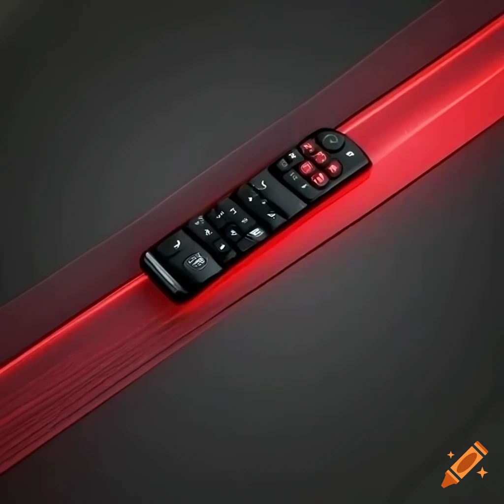 Modern black and red futuristic netflix remote with smooth curves on ...