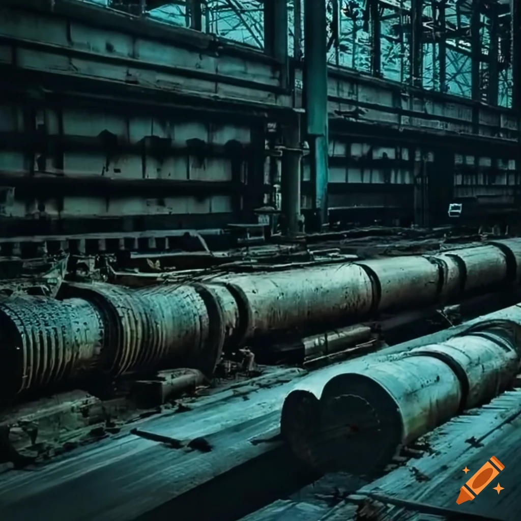 High-tech and eerie machinery in a dark industrial setting on Craiyon