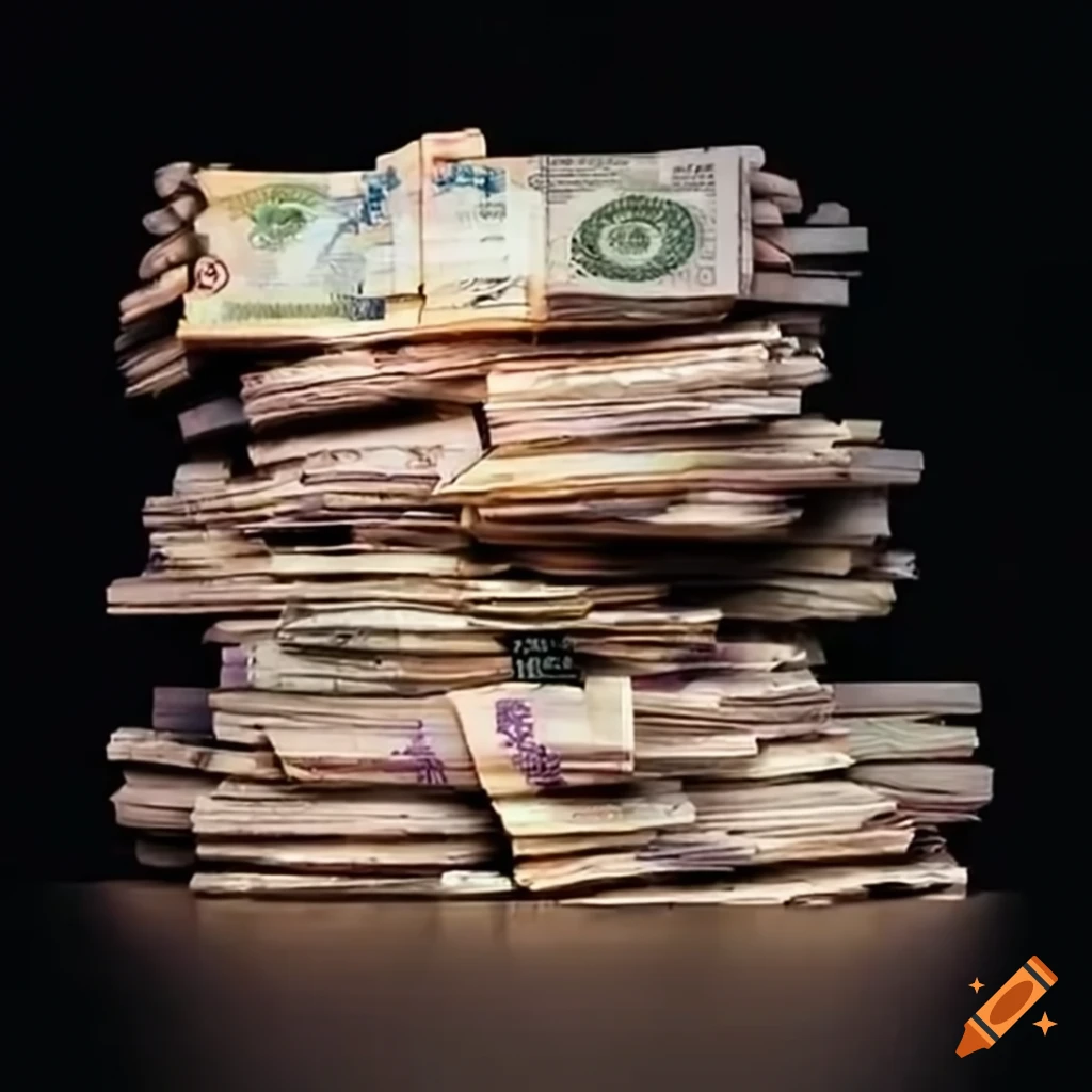 Piles of indian rupees currency notes on Craiyon