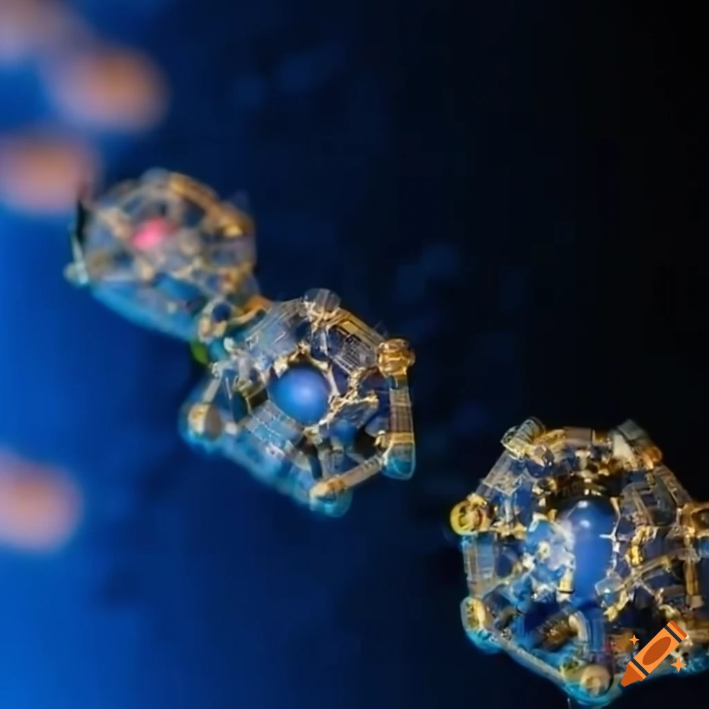 Nano-bots working together on a complex task in high definition on Craiyon