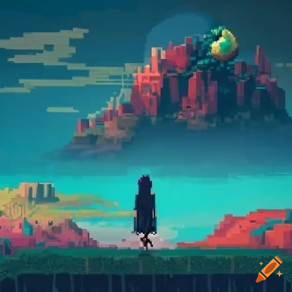 Colorful and surreal 2d pixel art video game with unusual characters ...