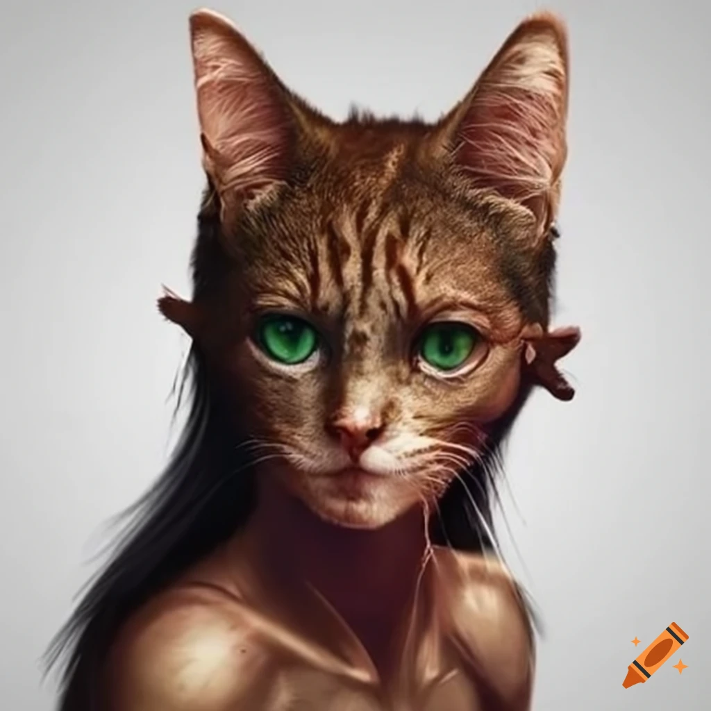 Artwork of half cat and half human creatures on Craiyon