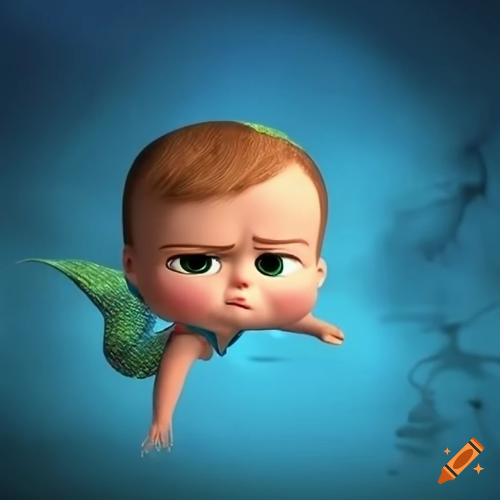 3d character baby boss depicted as a mermaid on Craiyon