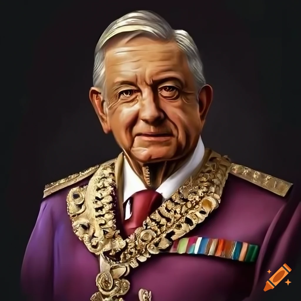 Official portrait of amlo in majestic attire with ermine, military ...