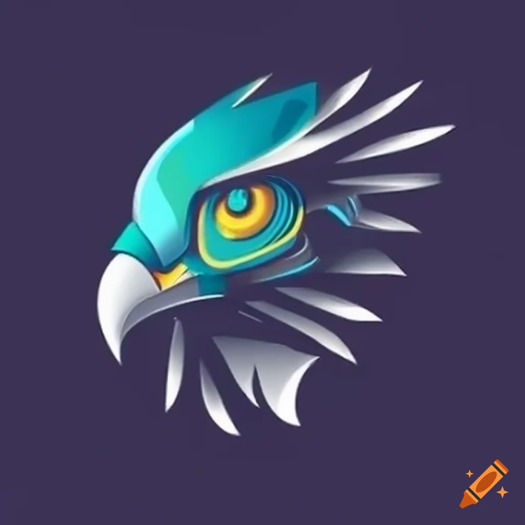 Futuristic robotic eagle head logo turned sideways on Craiyon