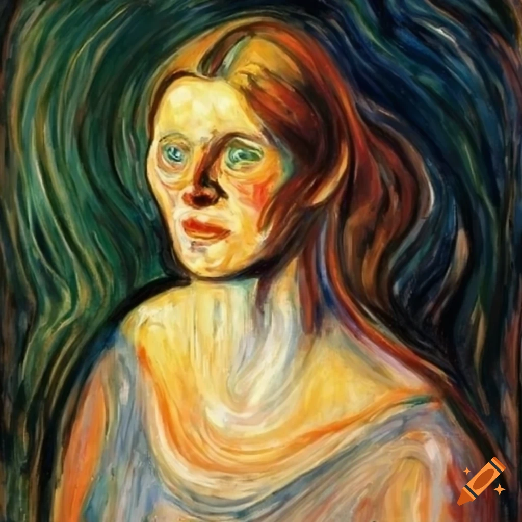 Edvard munch's painting of a distressed woman on Craiyon