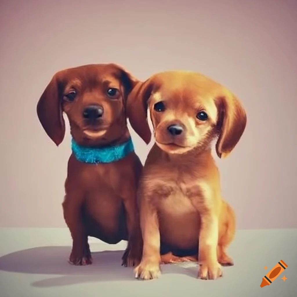 Three puppies stacked on top of each other on Craiyon