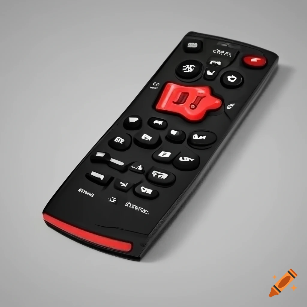 Modern black and red futuristic Netflix remote with smooth curves on ...