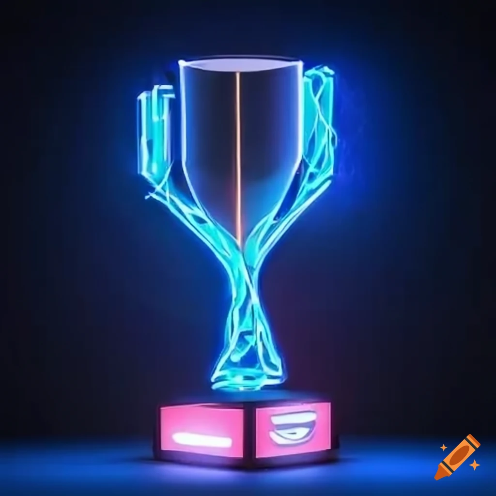 F1 car trophy with neon lightning theme on Craiyon